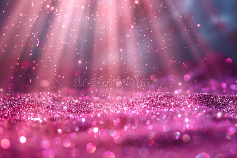 Magical Pink Glitter and Sun Rays Background Stock Illustration ...