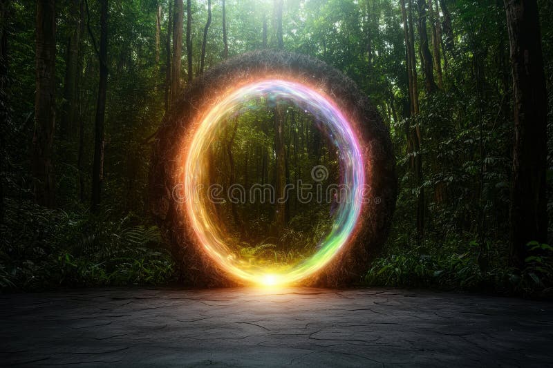 Magical Portal in Enchanted Forest Stock Illustration - Illustration of ...