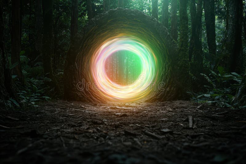 Magical Portal in Enchanted Forest Stock Illustration - Illustration of ...