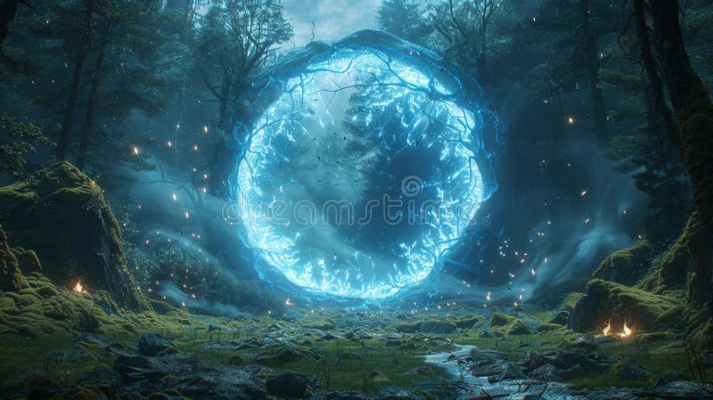 Magical Portal in Mystical Forest - Generative Ai Stock Illustration ...