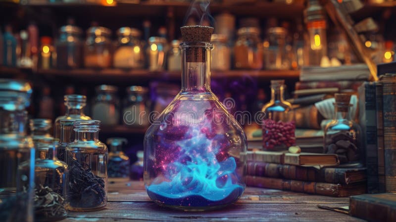 A Magical Potion Brewing in a Flask. Stock Image - Image of jars ...