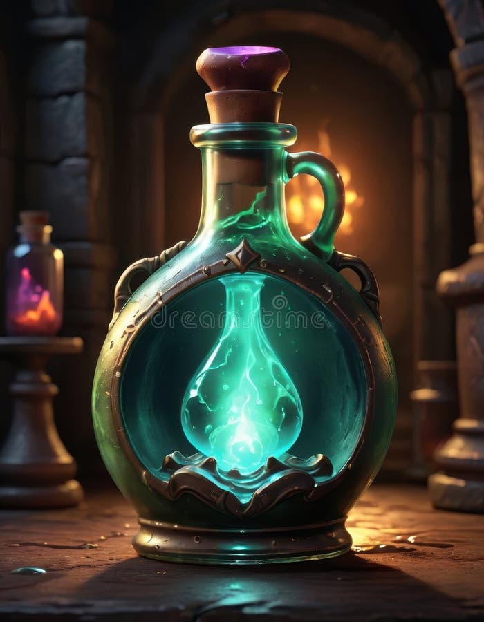 Magical Potion in a Glass Bottle. Stock Illustration - Illustration of ...