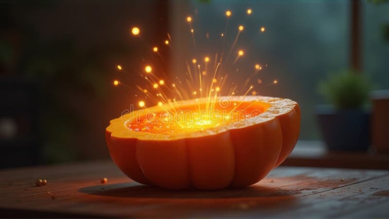Magical Pumpkin with Sparks. Stock Illustration - Illustration of warm ...