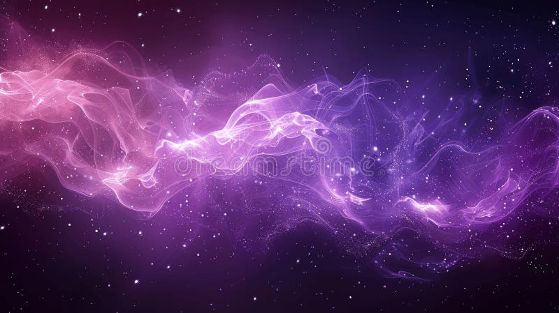 Magical Purple Background with Glowing Particles and Smoke Waves Stock ...