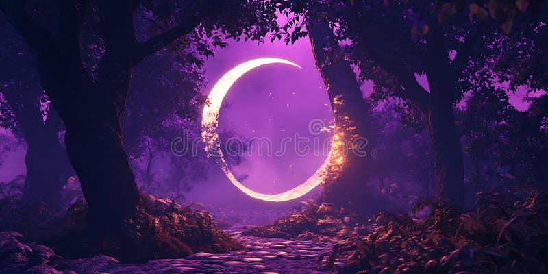 Magical Purple Forest Portal Fantasy Background Image Stock ...