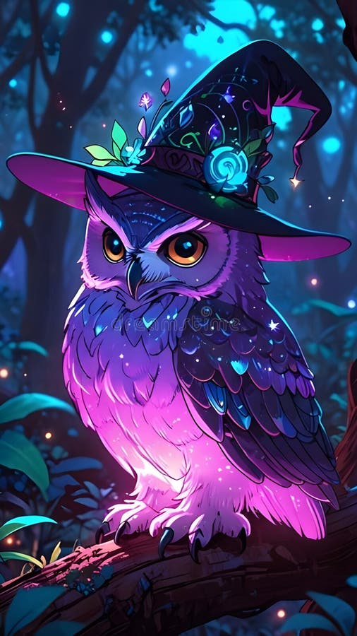 A Magical Purple Owl with Magician Hat Iphone and Android Wallpaper ...