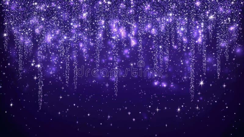 Magical Purple Sparkling Night Sky with Falling Stars Stock Photo ...