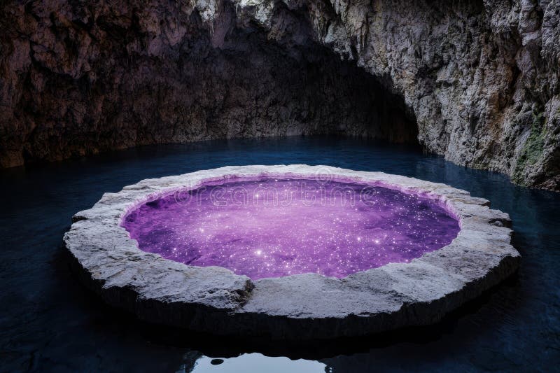 Magical Purple Spring Inside a Cave. Stock Illustration - Illustration ...