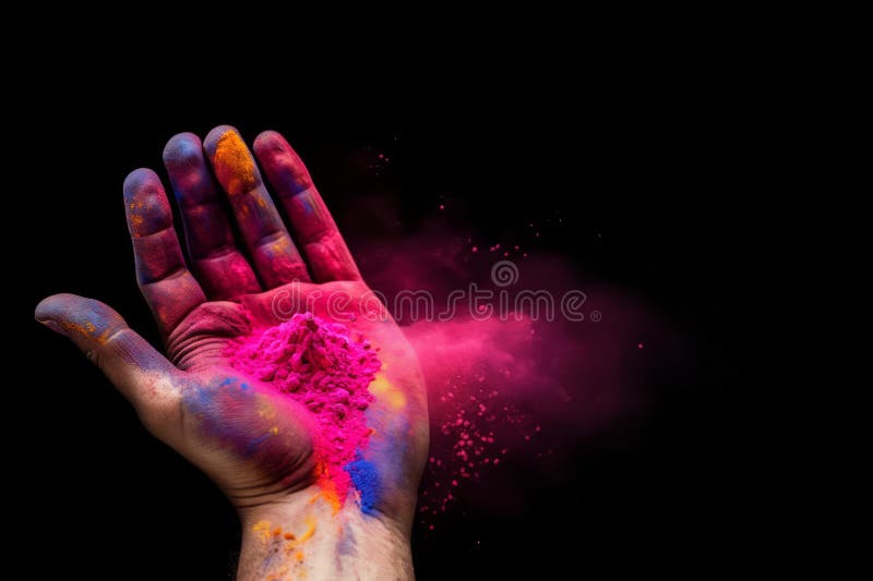 Magical Rainbow Colored Dust Explodes from a Hand at Holi Festival ...