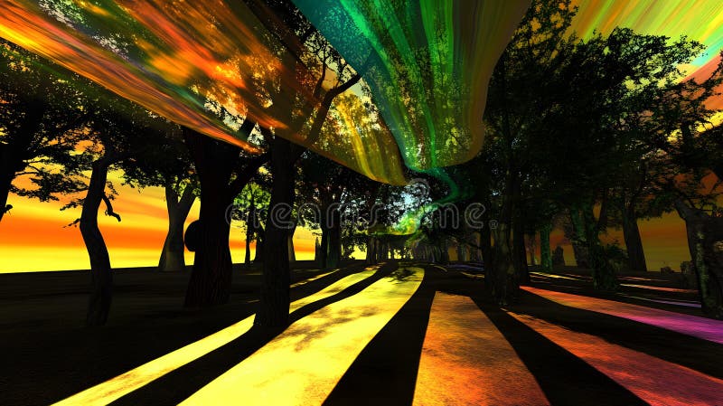 Magical Rainbow Forest Path Surreal Landscape Royalty Free Image Stock ...