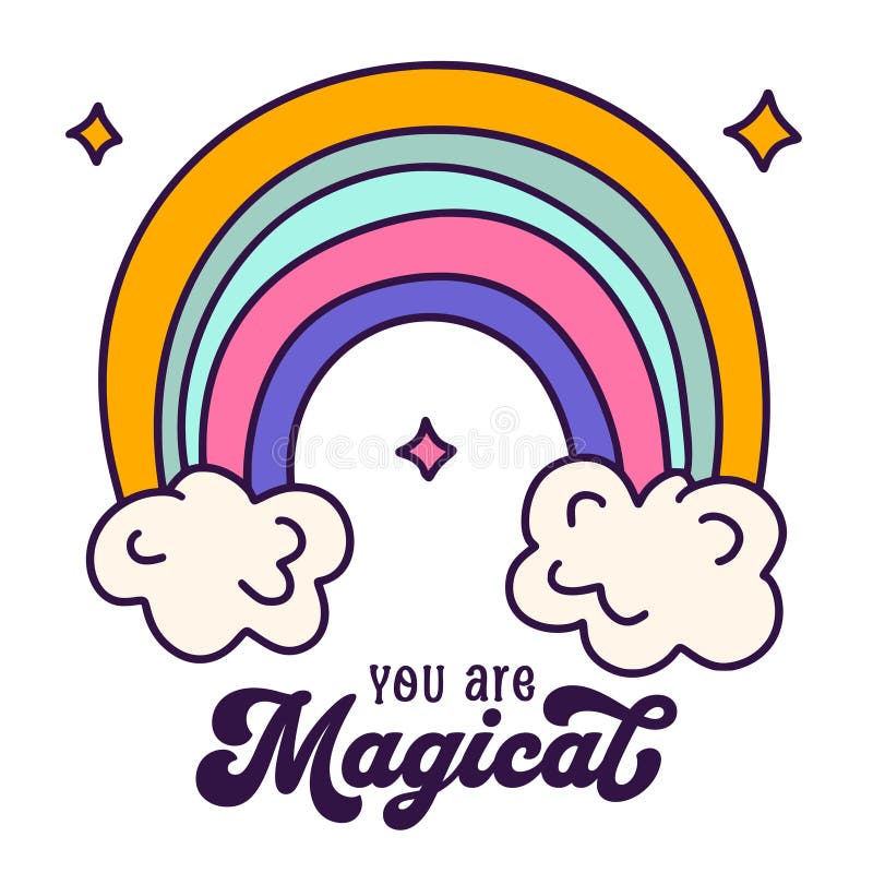 Magical Rainbow and Moon and Poster Isolated on a White. Kids Vector ...