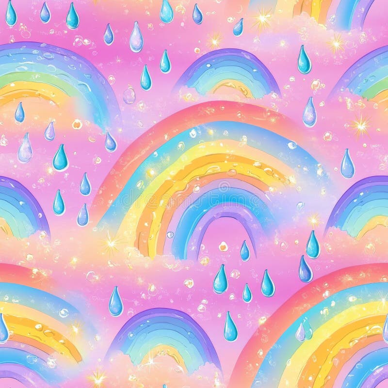 A Magical Rainbow after the Rain Pattern with Glowing Water Droplets ...