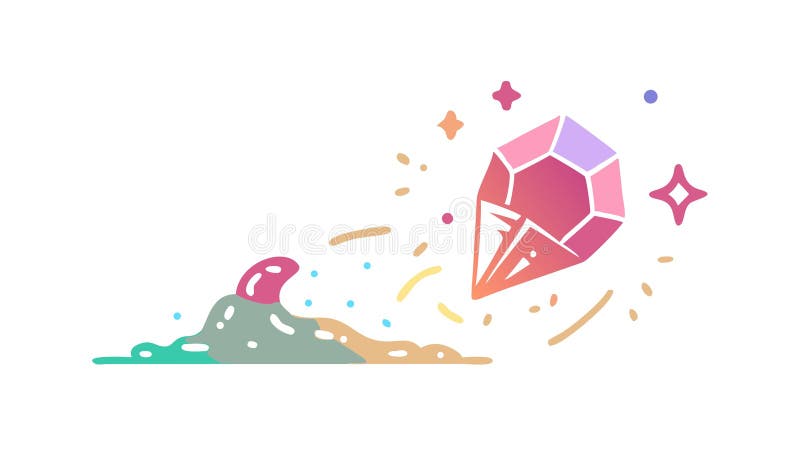 Magical Red Gem Being Pulled from the Earth Vector Illustration, Vector ...