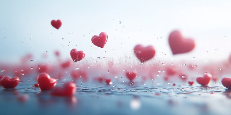 A Magical Red Hearts Floating in a White, Dreamy Space, Creating a ...