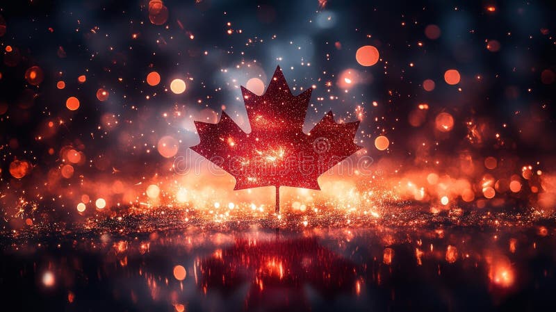 Magical Reflection of Fireworks in Water Celebrating Canadian Unity ...