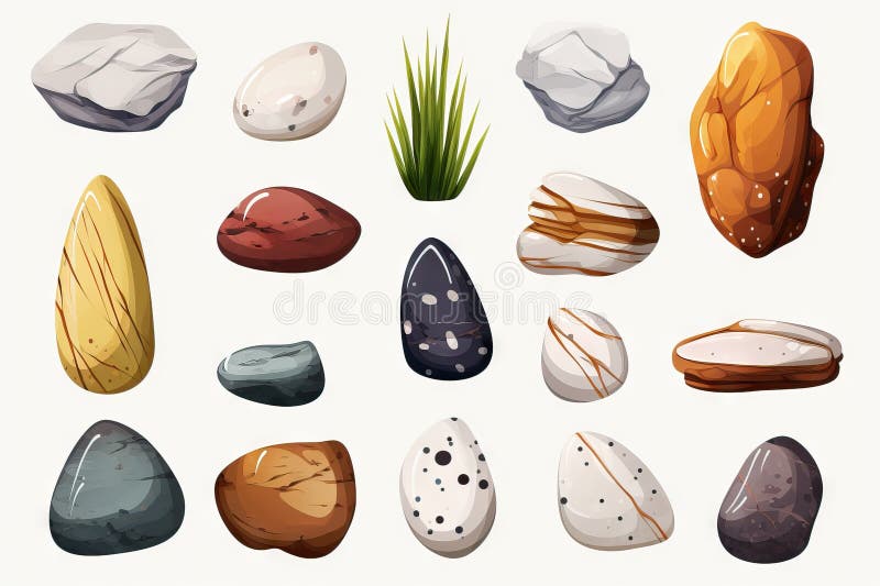 Magical Rocks Set - Flat Minimalistic AI Generated Stock Illustration ...