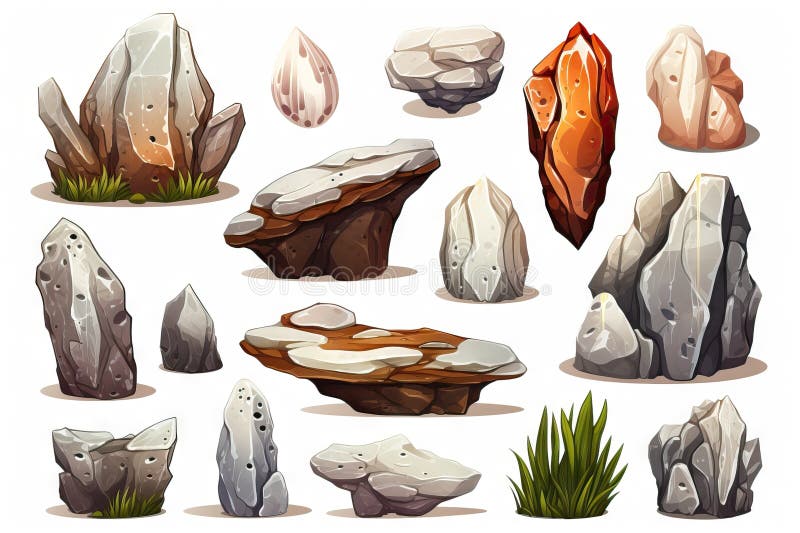 Magical Rocks Set - Flat Minimalistic AI Generated AI Generated Stock ...