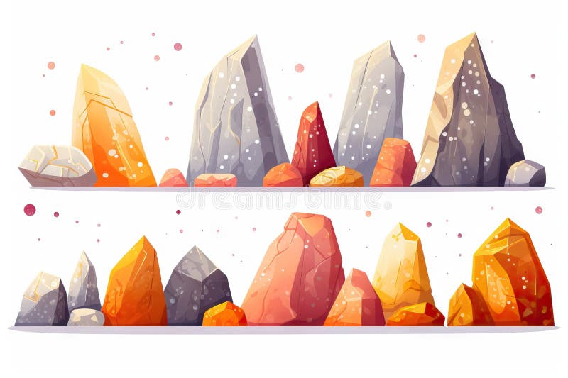 Magical Rocks Set - Flat Minimalistic AI Generated Stock Illustration ...