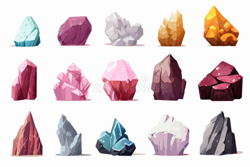 Magical Rocks Set Vector Flat Minimalistic Isolated Illustration Stock ...
