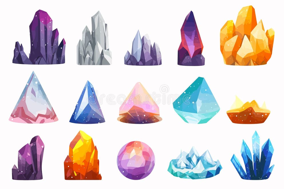 Magical Rocks Set Vector Flat Minimalistic Isolated Illustration Stock ...