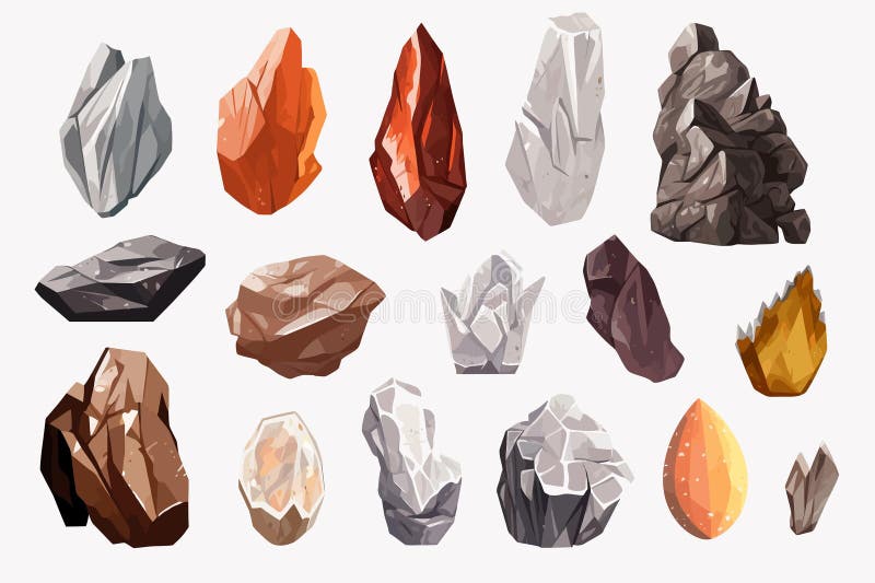 Magical Rocks Set Vector Flat Minimalistic Isolated Illustration Stock ...
