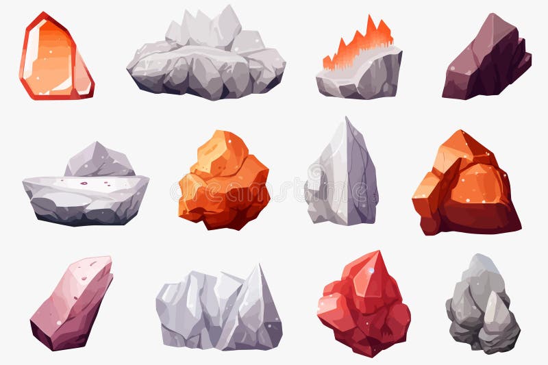 Magical Rocks Set Vector Flat Minimalistic Isolated Illustration Stock ...