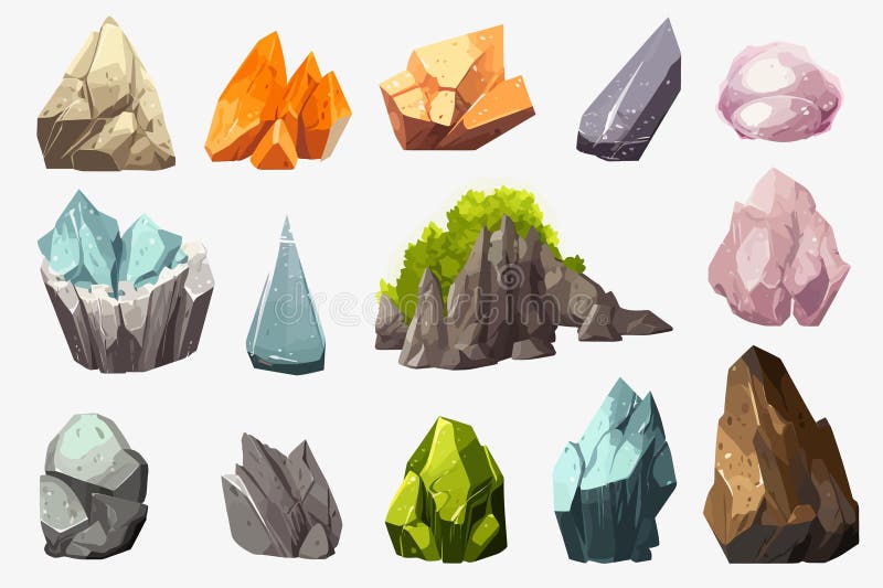 Magical Rocks Set Vector Flat Minimalistic Isolated Illustration Stock ...