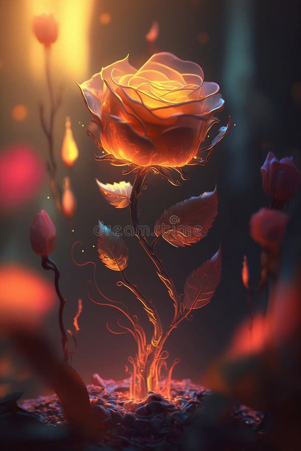 Magical Rose in Soft Sunlight Close Up Stock Illustration ...