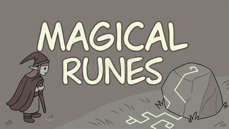 Magical Runes Stone, Ancient Script, Mystical Symbols Illustration ...