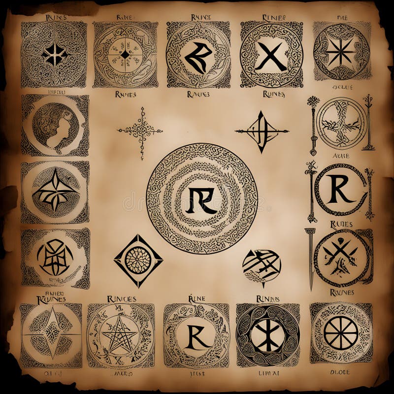 Magical Runes of the Vikings, Ai-generatet Stock Illustration ...