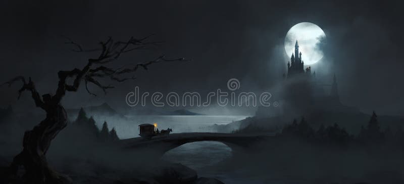 Magical Scene with Carriage, 3D Illustration Stock Illustration ...