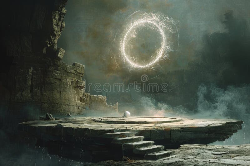Mysterious Floating Ring of Light Above a Stone Platform in a Cave ...