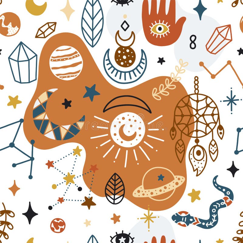 Magical seamless pattern stock vector. Illustration of design - 179985883