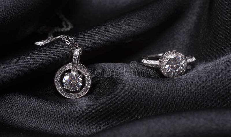 Magical Silver Set with Diamonds Stock Image - Image of bead, watch ...