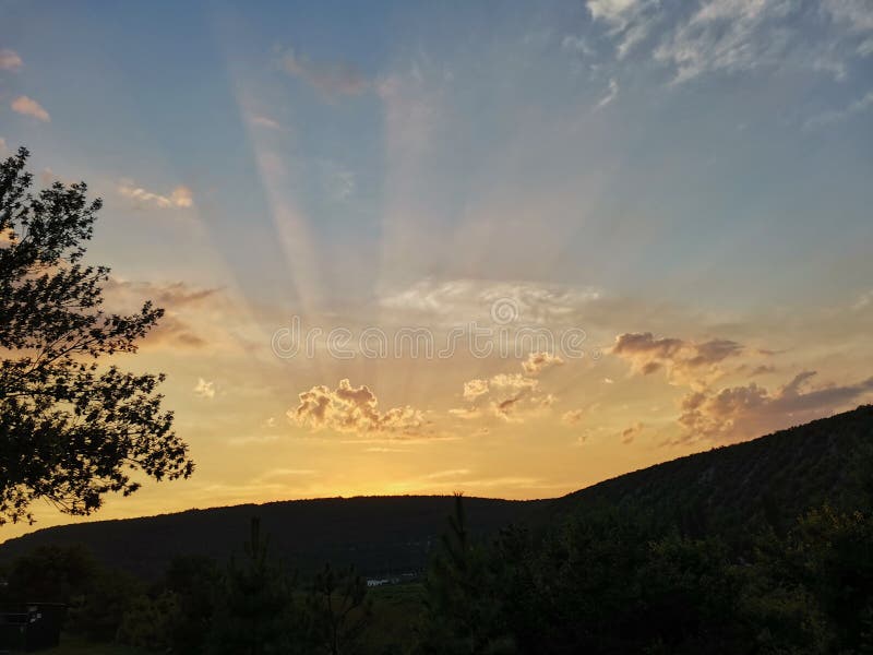 Magical Sky with Magical Rays Stock Image - Image of magical, afterglow ...