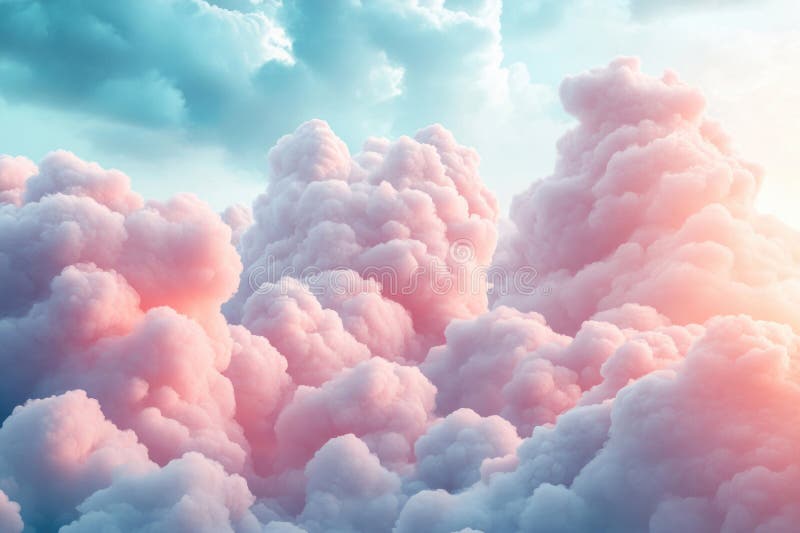 A Magical Sky with Pastel Pink Clouds Stock Illustration - Illustration ...