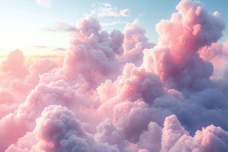 A Magical Sky with Pastel Pink Clouds Stock Illustration - Illustration ...