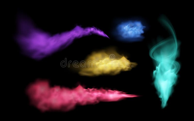 Magical Smoke Vector Illustrations: Smoke in Purple, Red, Green, and ...