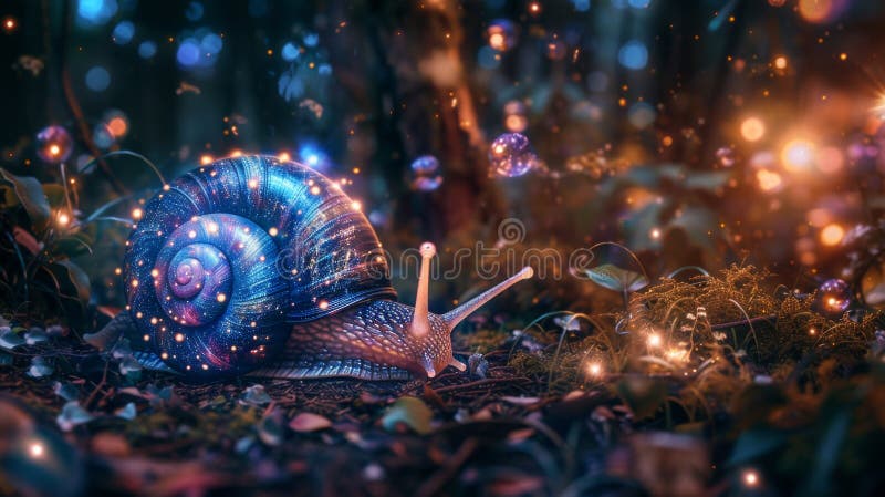 Magical Snail in Enchanted Forest, Generative AI Stock Photo - Image of ...