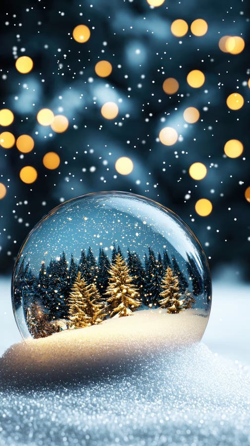 Magical Snow Globe Captures Serene Winter Scene with Snow Covered Trees ...