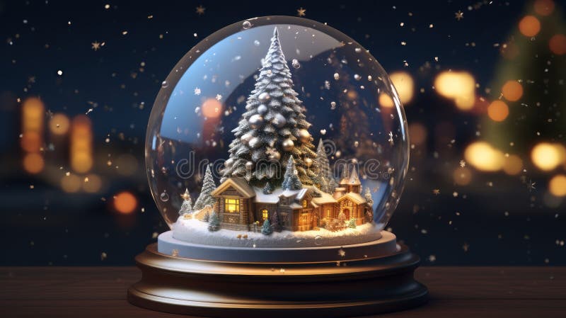 Magical Snow Globe with Christmas Decorations AI Generated Stock ...