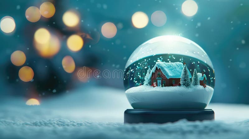 Magical Snow Globe with Miniature Christmas Scene Stock Illustration ...