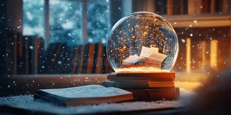 Magical Snow Globe Winter Scene Book Snow Background Wallpaper Stock ...