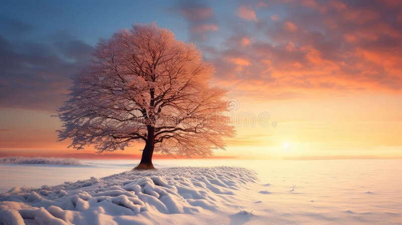 Magical snow on tree stock illustration. Illustration of natural ...