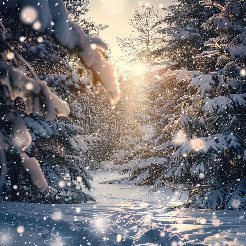 Magical Snowfall Christmas Day Morning with Snow Covered Trees and ...