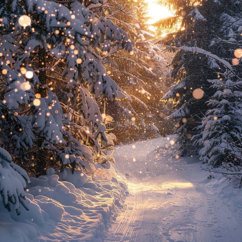 Magical Snowfall Christmas Day Morning with Snow Covered Trees and ...