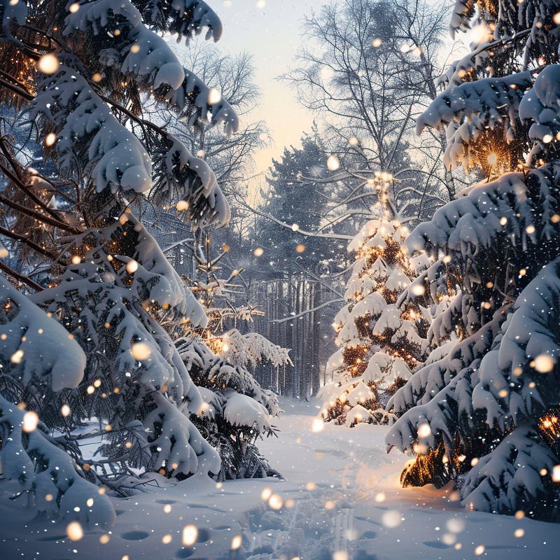 Magical Snowfall Christmas Day Morning with Snow Covered Trees and ...