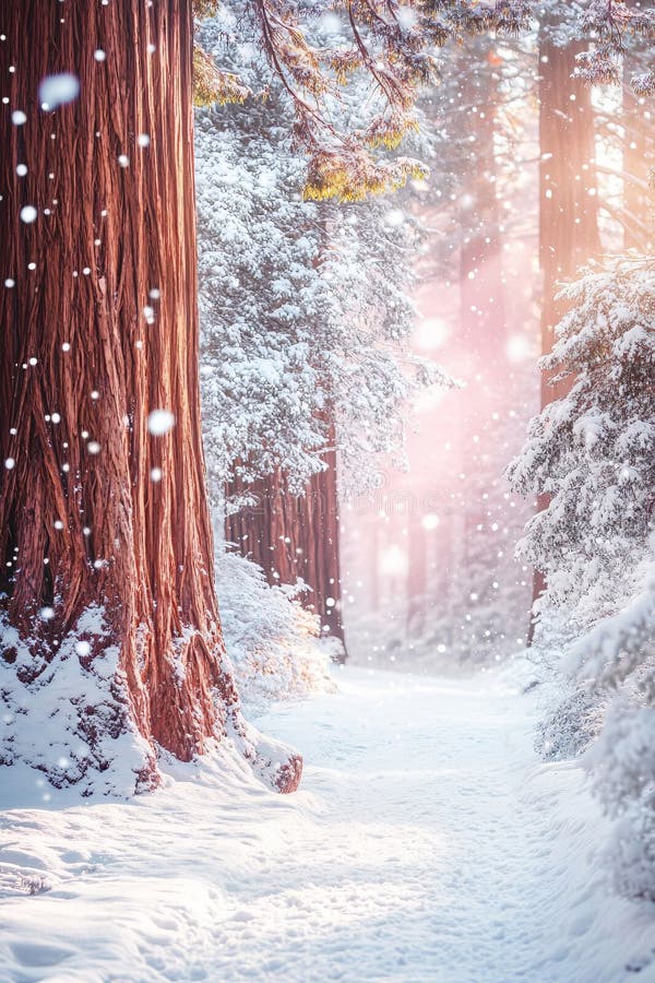 Magical Snowy Forest Path Winter Wonderland Scene High Quality Image ...