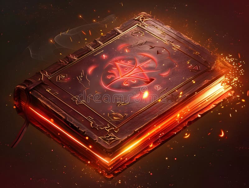 Magical Sorcery Spellbook Magic Leather Book Mystical Glow Stock ...