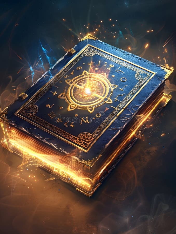 Magical Sorcery Spellbook Magic Leather Book Mystical Glow Stock ...